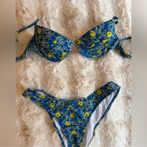 Heavy Manners | Swim | Heavy Manners Blue And Yellow Floral Bikini ...